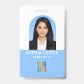 Custom Photo Logo QR Code Employee Sky ID Badge | Zazzle