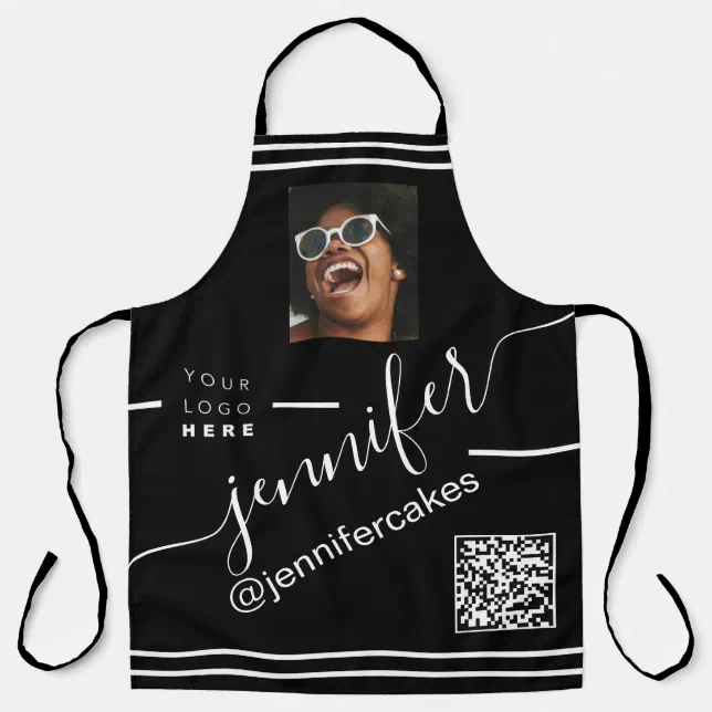 Custom Photo Logo QR Menu CODE Restaurant Apron | Zazzle