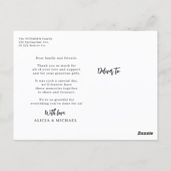 Custom photo love and thanks script thank you postcard | Zazzle