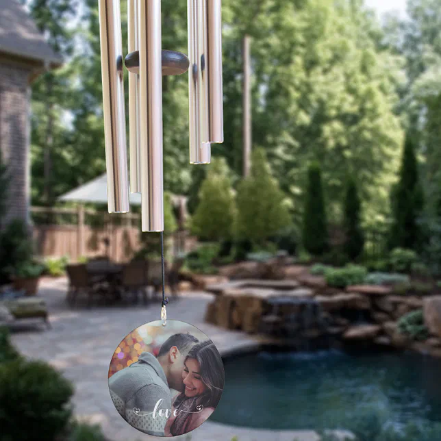 Custom Photo Love Script Anniversary Gift Wind Chime | Zazzle