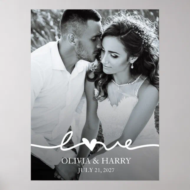 Custom Photo Love Script Poster | Zazzle