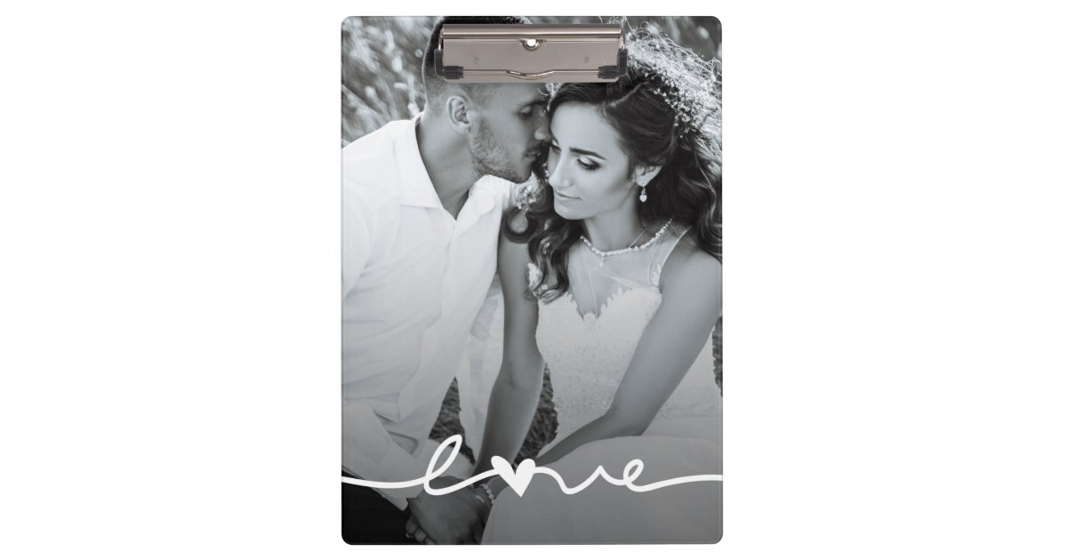 Custom Photo Love Script Wedding Planner Clipboard | Zazzle