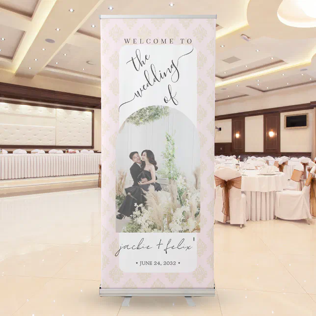Custom Photo Luxury Wedding Welcome Retractable Banner | Zazzle