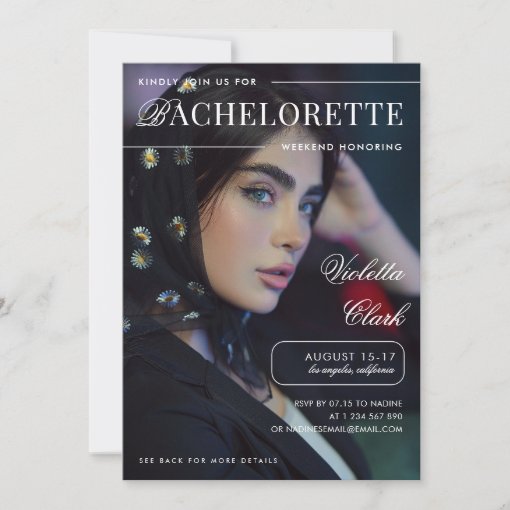 Custom Photo Magazine Cover Unique Bachelorette Invitation | Zazzle