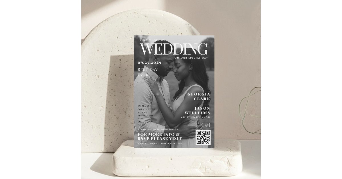 Custom Photo Magazine Cover Unique Wedding Invitation | Zazzle