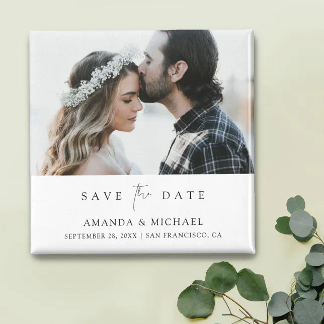 Custom Photo Magnet Save the Date Invitation | Zazzle