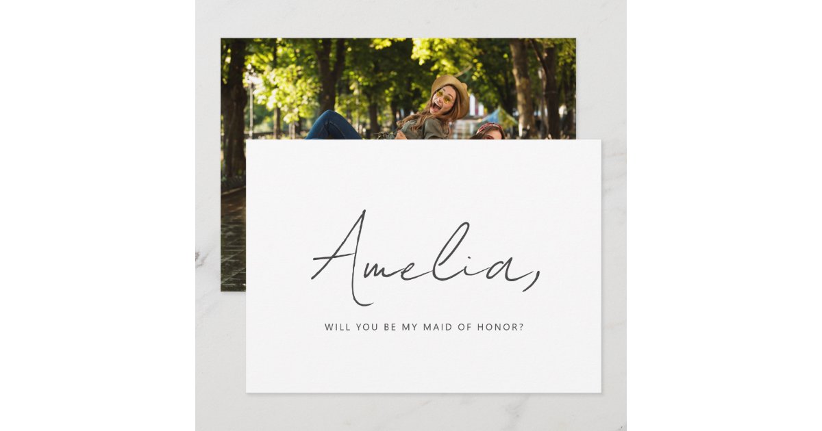 Custom Photo Maid of Honor Handwriting Proposal Note Card | Zazzle