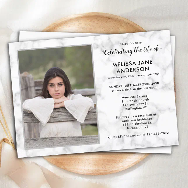 Custom Photo Memorial Celebration Of Life Funeral Invitation | Zazzle