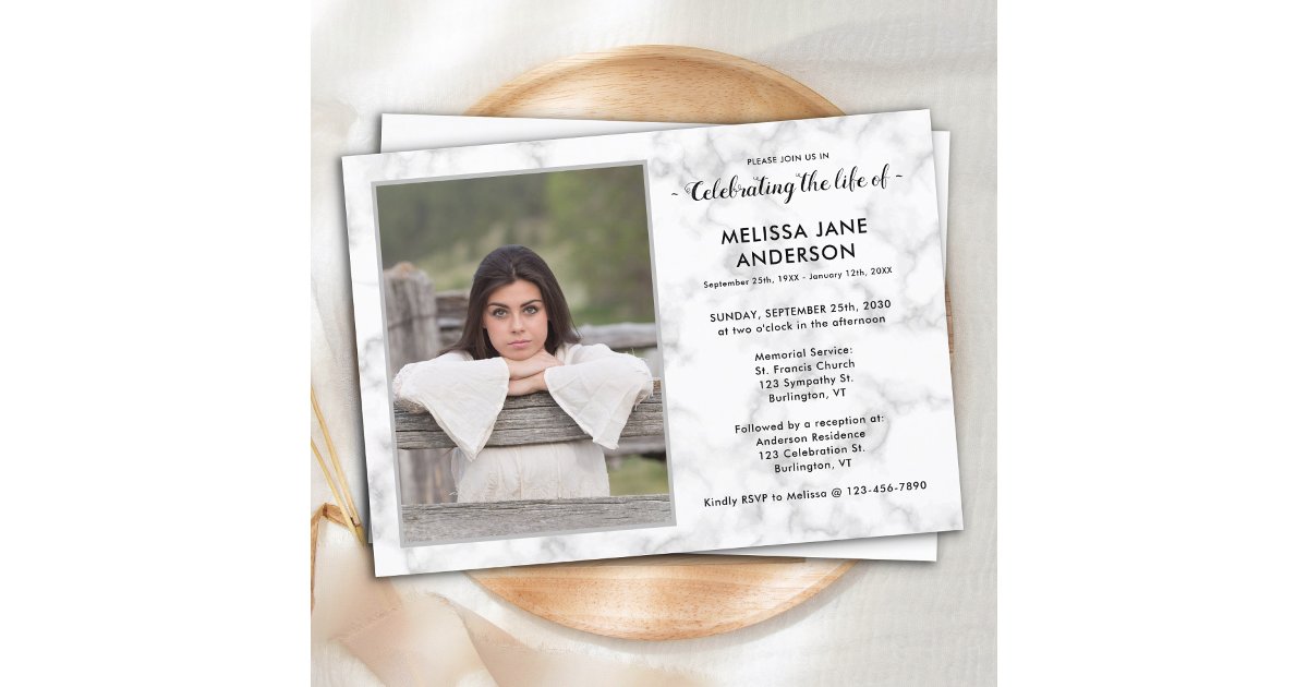 Custom Photo Memorial Celebration Of Life Funeral Invitation | Zazzle