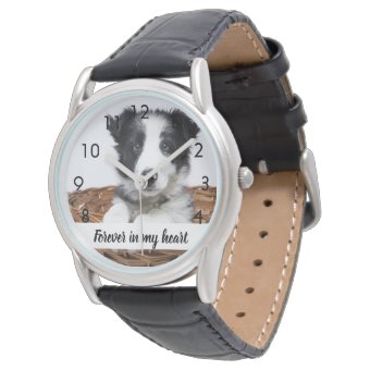Custom photo memorial dog pet watch | Zazzle