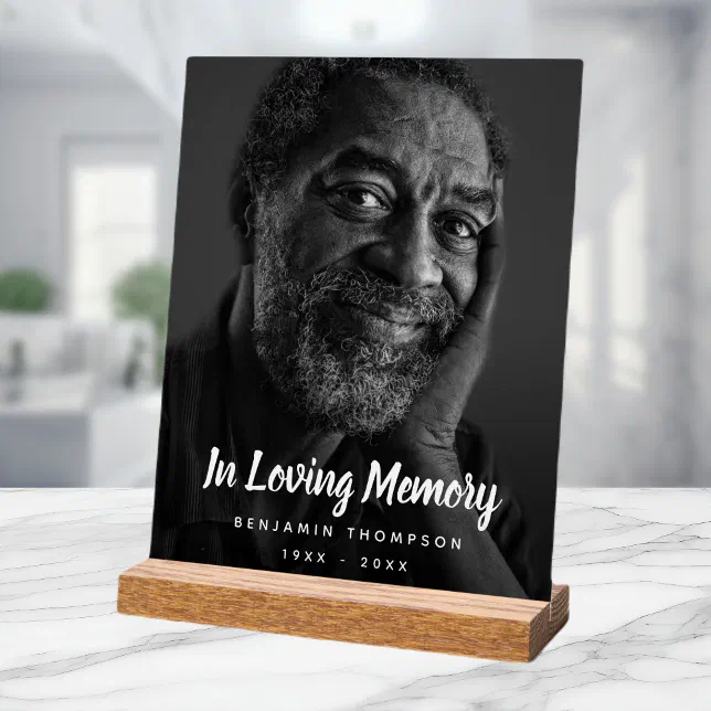 Custom Photo Memorial Funeral Tribute Acrylic Sign | Zazzle