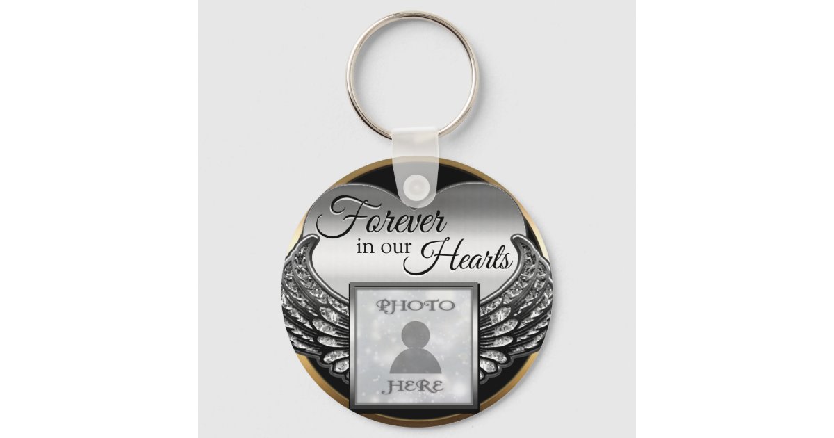 Custom Photo Memorial Heart Keychain | Zazzle