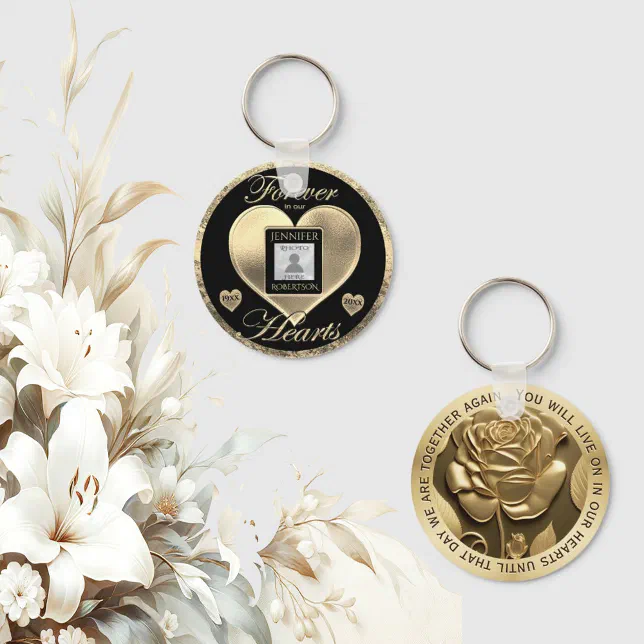 Custom Photo Memorial in Loving Memory Keychain | Zazzle