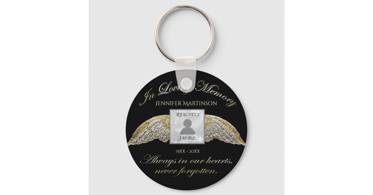 Custom Photo Memorial In Loving Memory Keychain | Zazzle