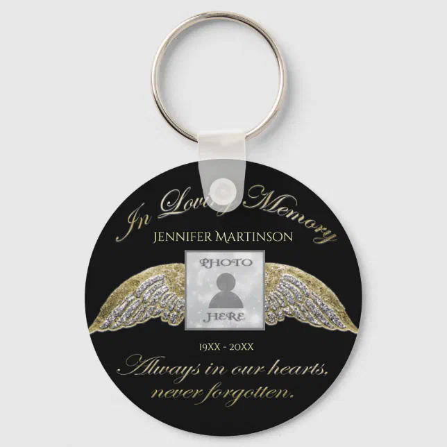 Custom Photo Memorial In Loving Memory Keychain | Zazzle
