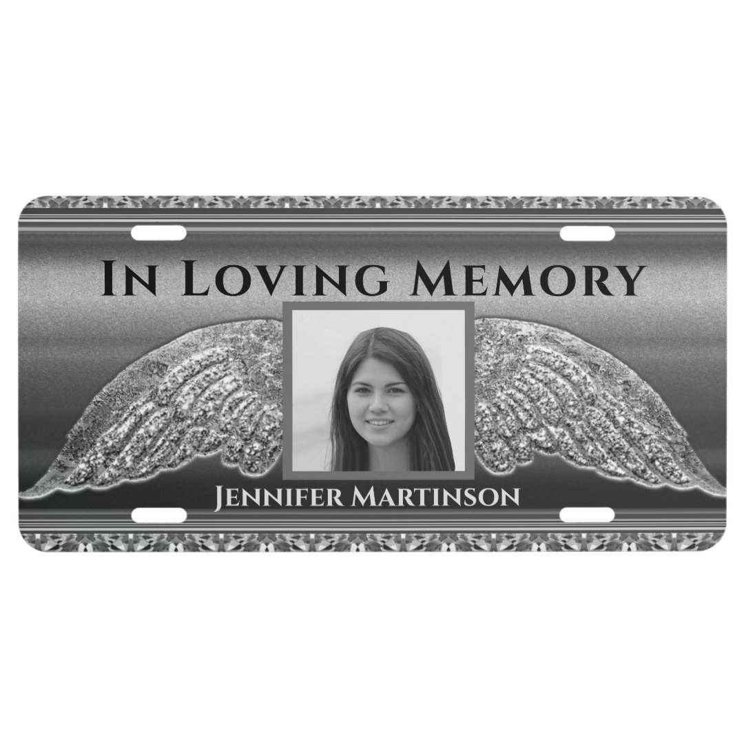 Custom Photo Memorial In Loving Memory License License Plate | Zazzle