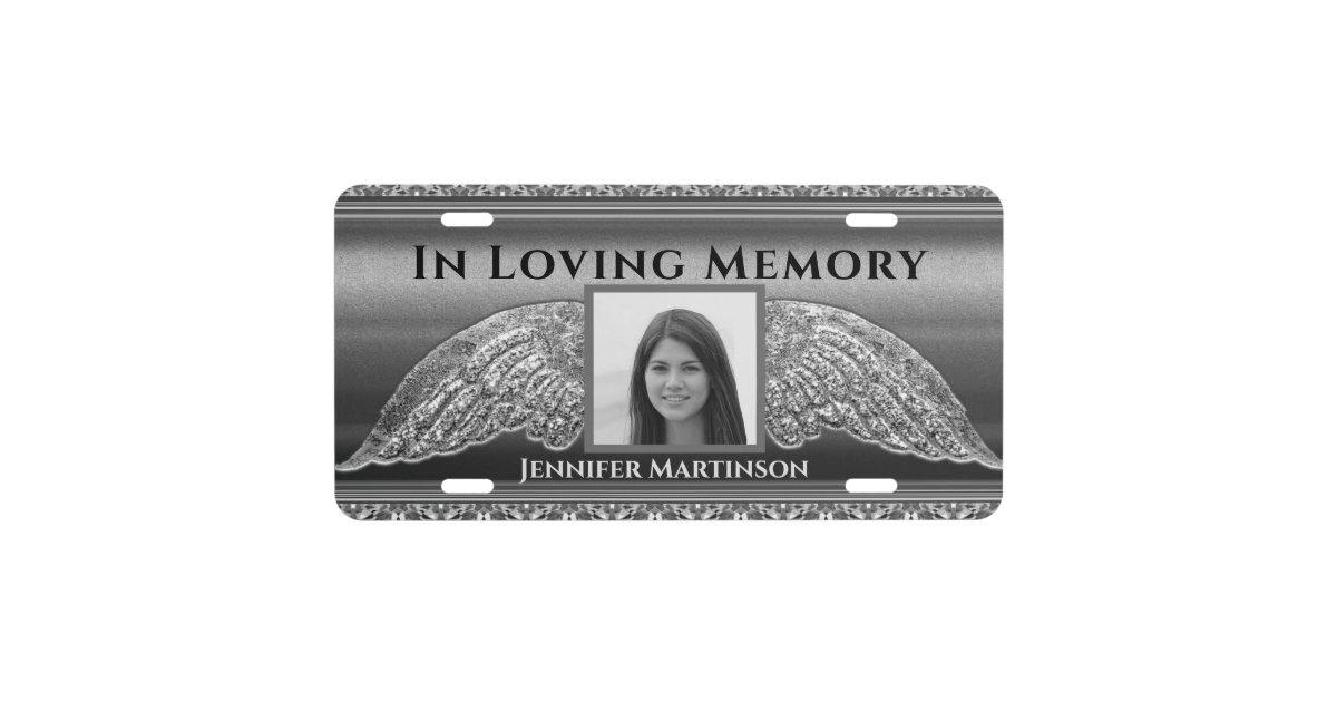 Custom Photo Memorial In Loving Memory License License Plate | Zazzle