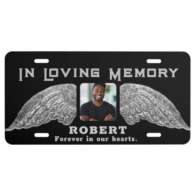 Custom Photo Memorial In Loving Memory License Plate | Zazzle