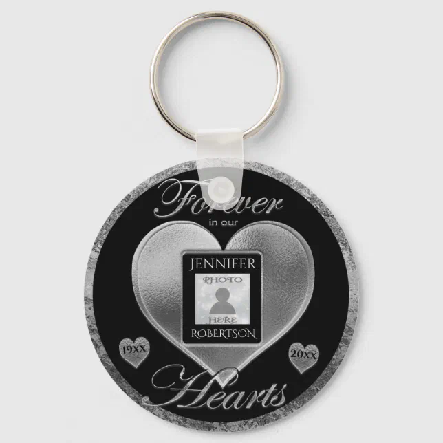 Custom Photo Memorial in Loving Memory Silver Keychain | Zazzle