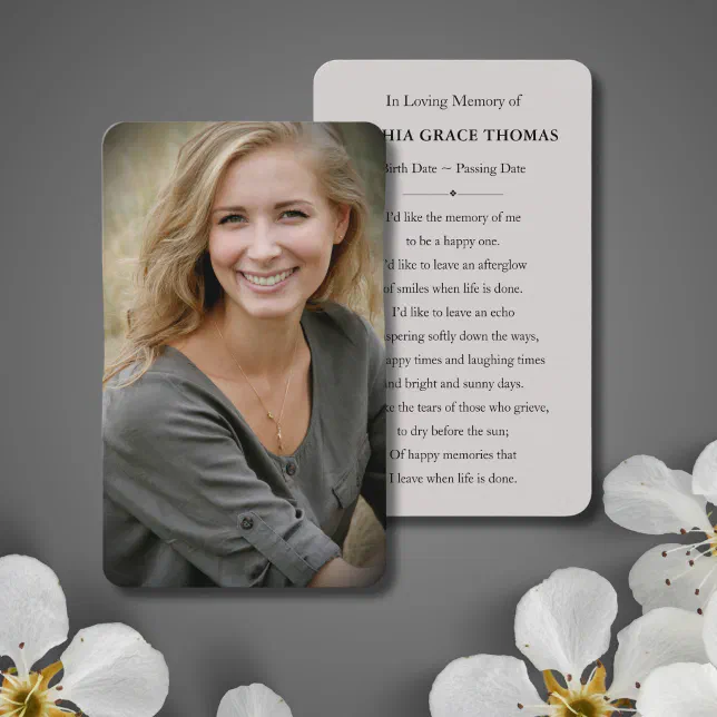 Custom Photo Memorial Tribute Business Card | Zazzle