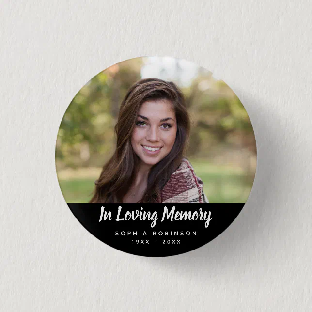 Custom Photo Memorial Tribute Funeral Button | Zazzle