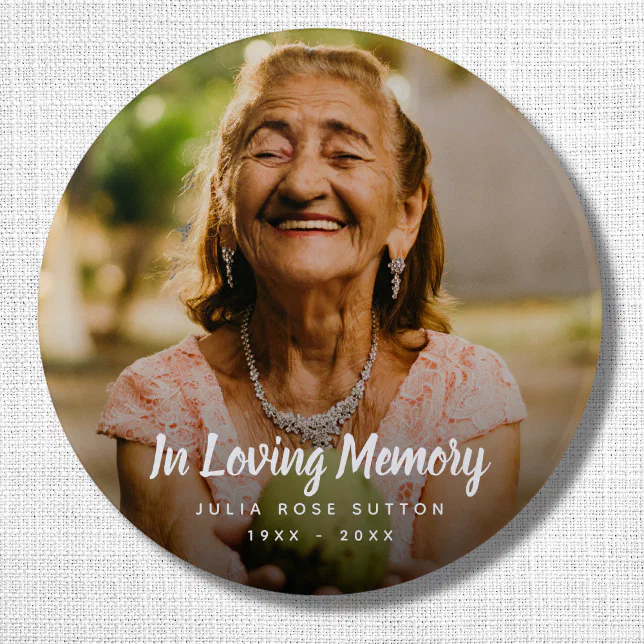 Custom Photo Memorial Tribute Funeral Death Button | Zazzle