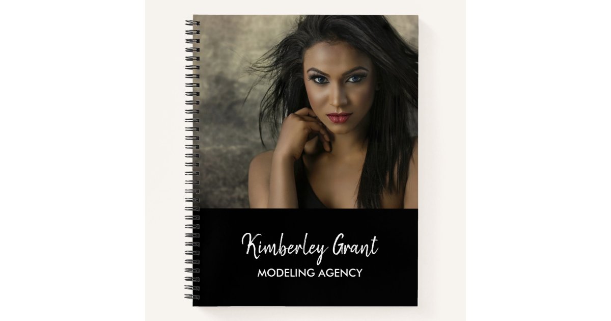 Custom photo modeling black notebook | Zazzle