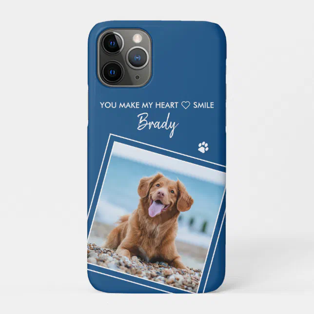 Custom Photo Modern Blue Dog Case-Mate iPhone Case | Zazzle
