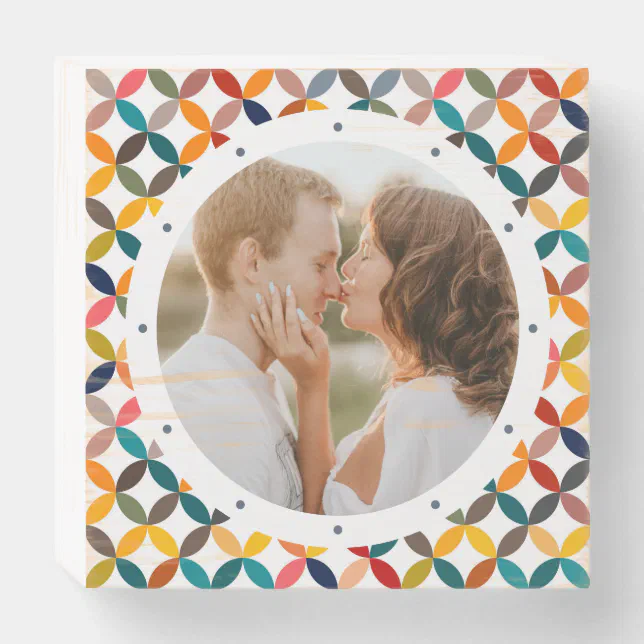 Custom Photo Modern Colorful Personalized Wooden Box Sign | Zazzle