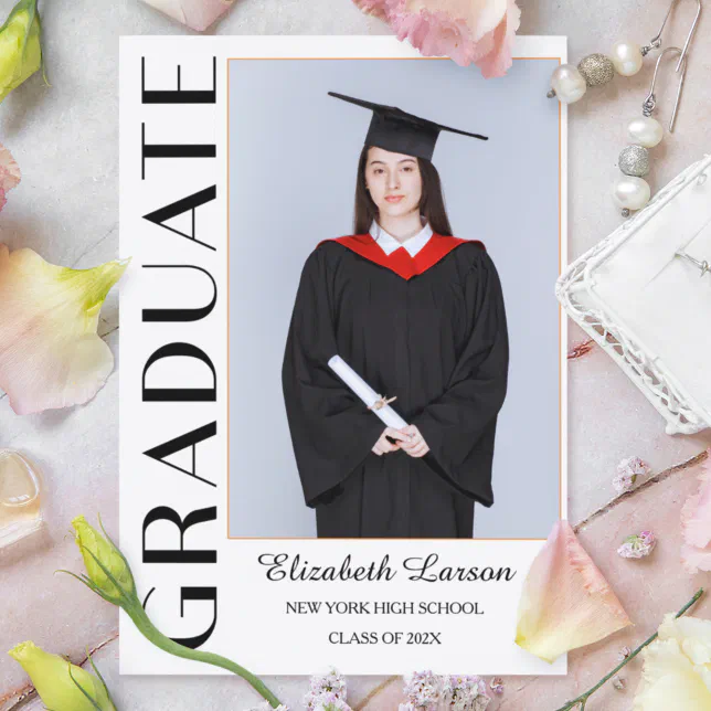 Custom Photo Modern Elegant Senior Graduation Invitation | Zazzle