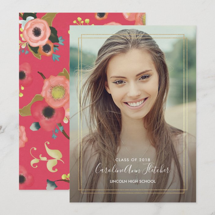 Custom Photo Modern Floral Graduation Announcement | Zazzle