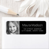 Custom photo modern minimal black return address label | Zazzle