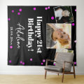 Custom Photo Modern Purple Birthday Party Backdrop | Zazzle
