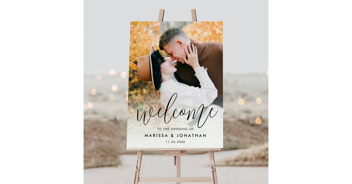 Custom Photo Modern Wedding Welcome Sign | Zazzle