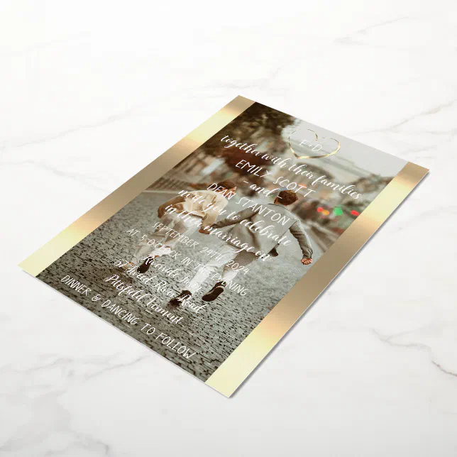 Custom Photo Monogram Event Heart Modern Foil Invitation | Zazzle