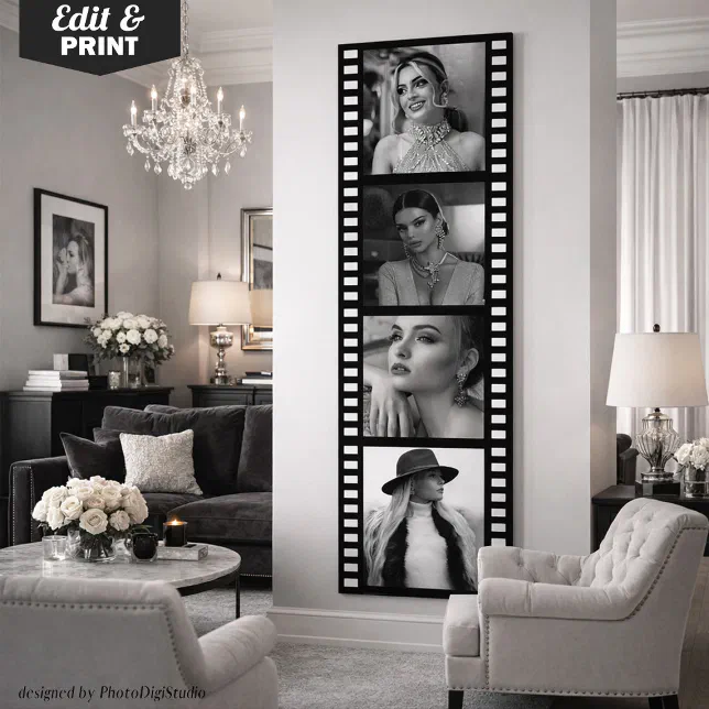 Custom Photo Movie Strip Poster, Hollywood Party Poster | Zazzle