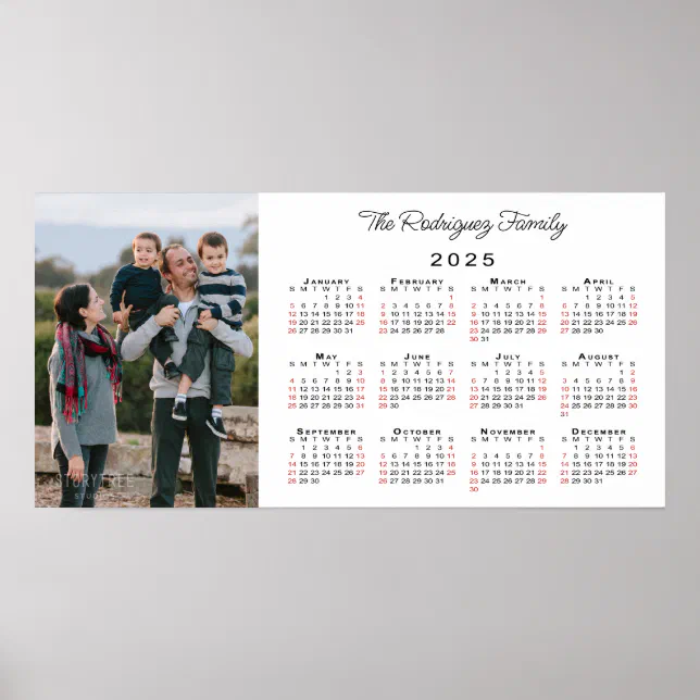 Custom Photo Name 2025 Calendar Poster | Zazzle
