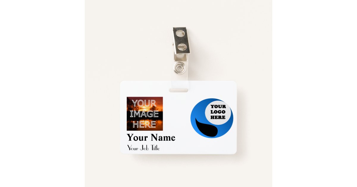 Custom Photo Name Badge Template | Zazzle