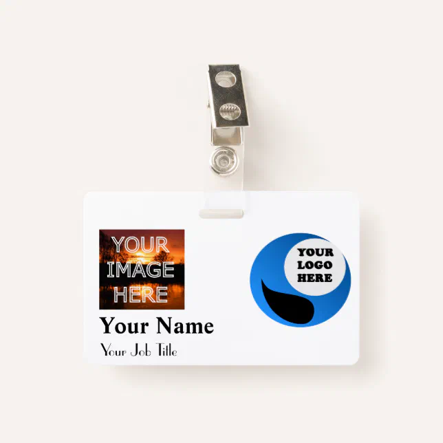 Custom Photo Name Badge Template | Zazzle