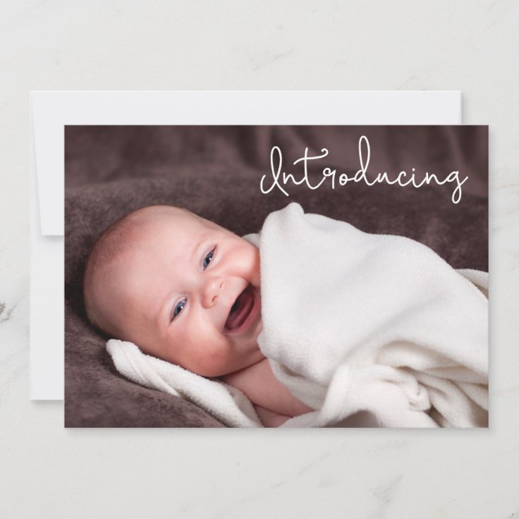 Custom Photo Name Birth date Introducing baby girl | Zazzle