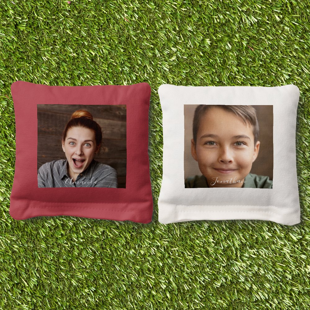 Custom Photo Name Family Boy Girl Gift Idea Cornhole Bags Red sold by ...