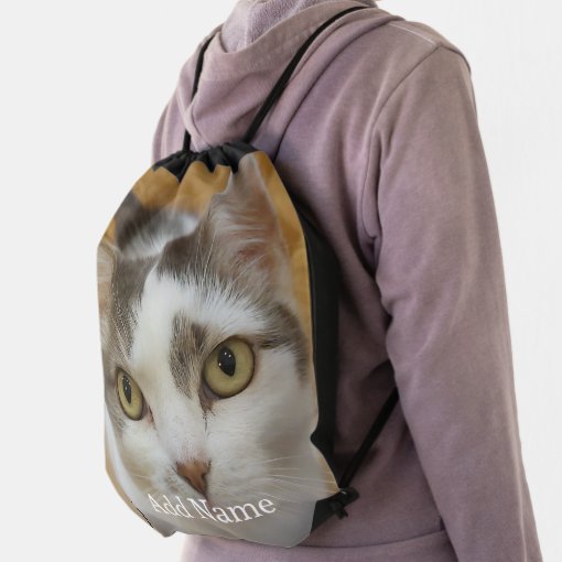 Custom Photo Name Text Personalized Drawstring Bag | Zazzle
