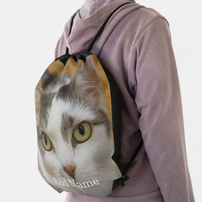 Custom Photo Name Text Personalized Drawstring Bag | Zazzle