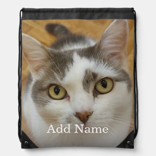 Custom Photo Name Text Personalized Drawstring Bag | Zazzle