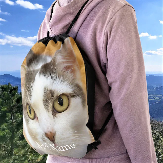 Custom Photo Name Text Personalized Drawstring Bag | Zazzle