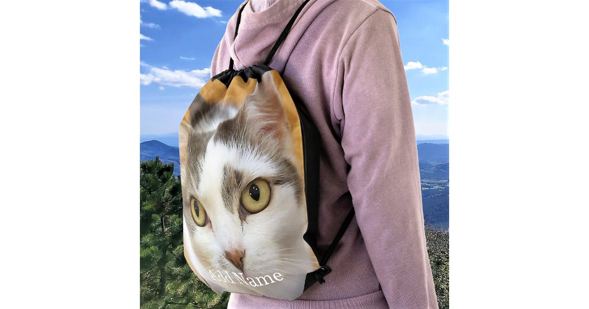 Custom Photo Name Text Personalized Drawstring Bag | Zazzle