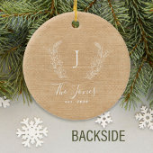 Custom photo newlyweds name monogram elegant ceramic ornament | Zazzle