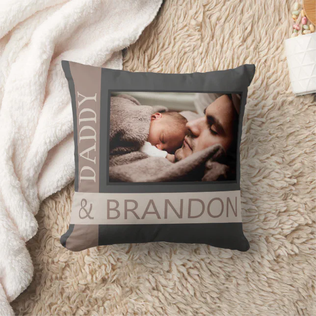 Custom Photo Of Dad With Child Throw Pillow | Zazzle