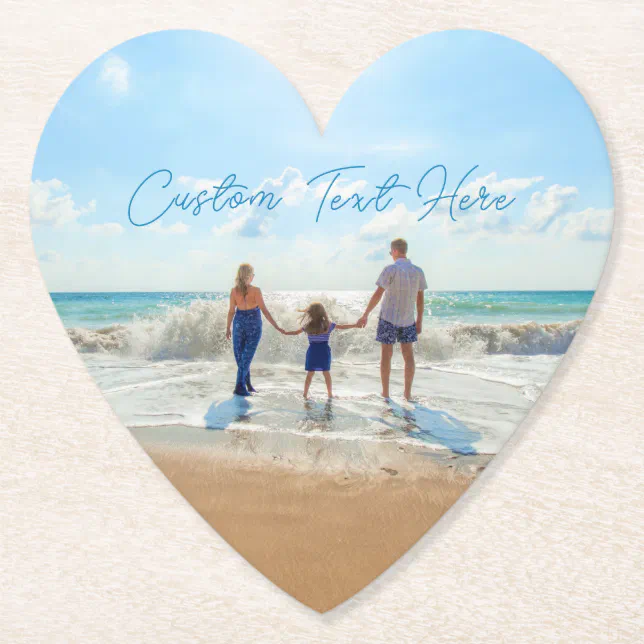 Custom Photo Paper Coaster Your Photos and Text | Zazzle