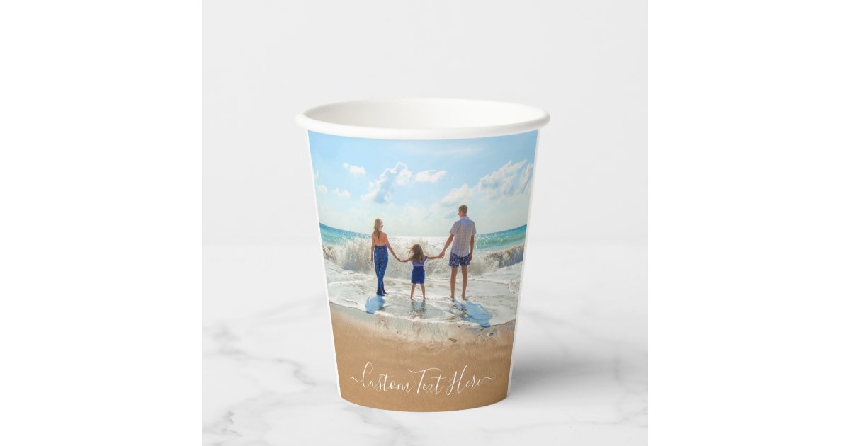Custom Photo Paper Cups with Text Personalized | Zazzle